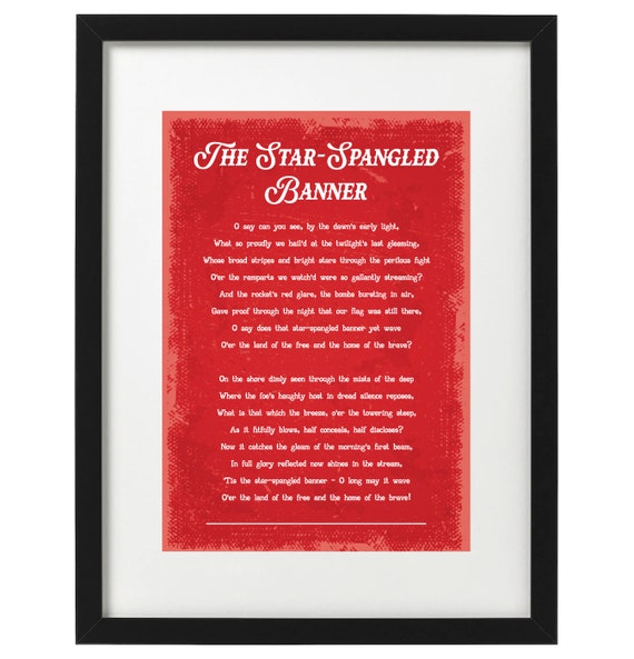 National Anthem Star Spangled Banner Printable