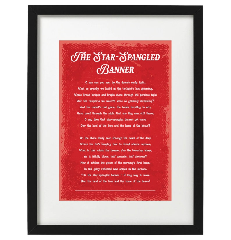 USA National Anthem the Star Spangled Banner Art Print - Etsy