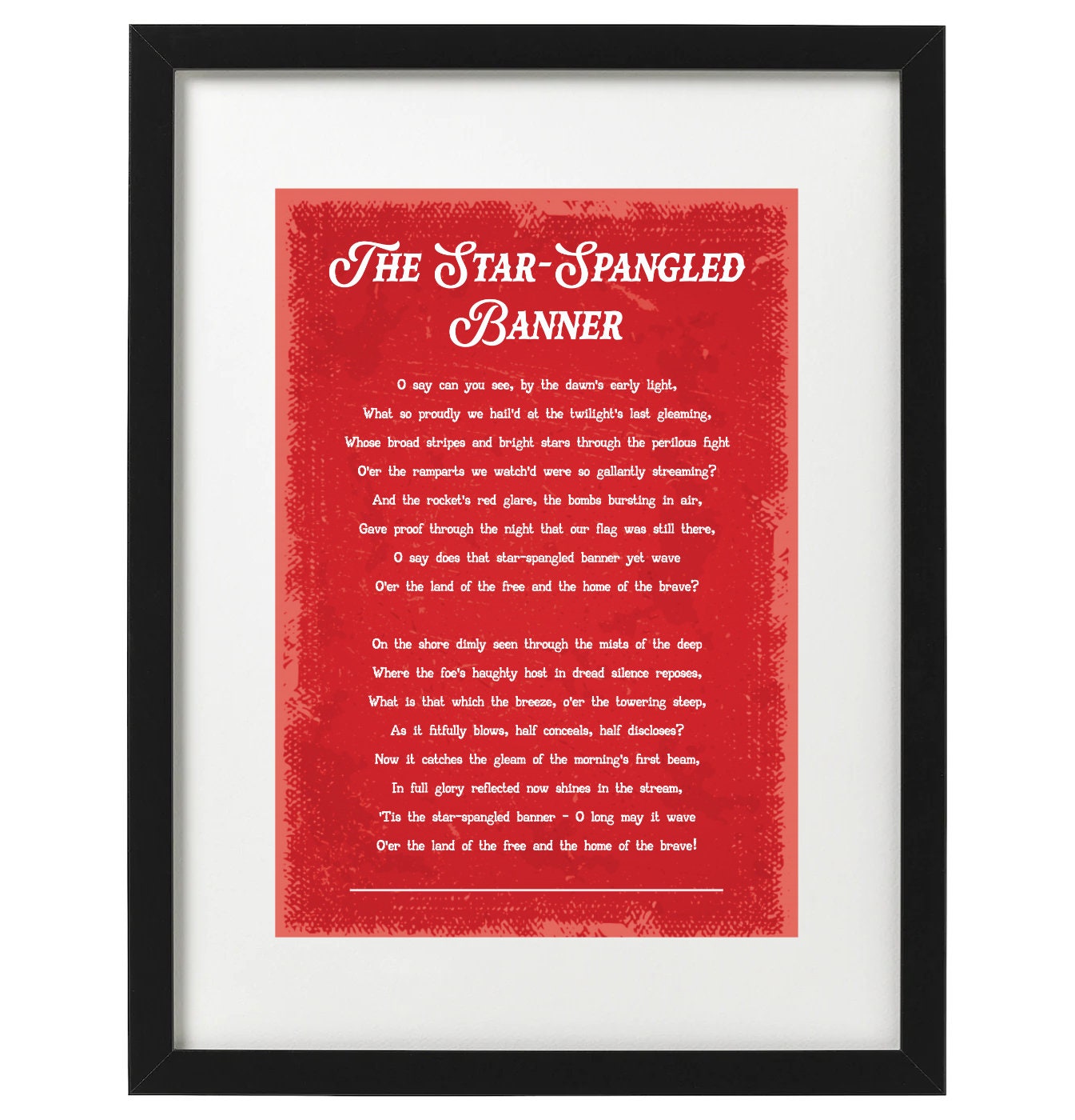 USA National Anthem the Star Spangled Banner Art Print - Etsy