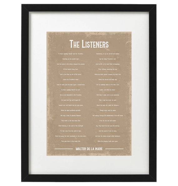 Walter De La Mare the Listeners Poem Art Print | Etsy Australia