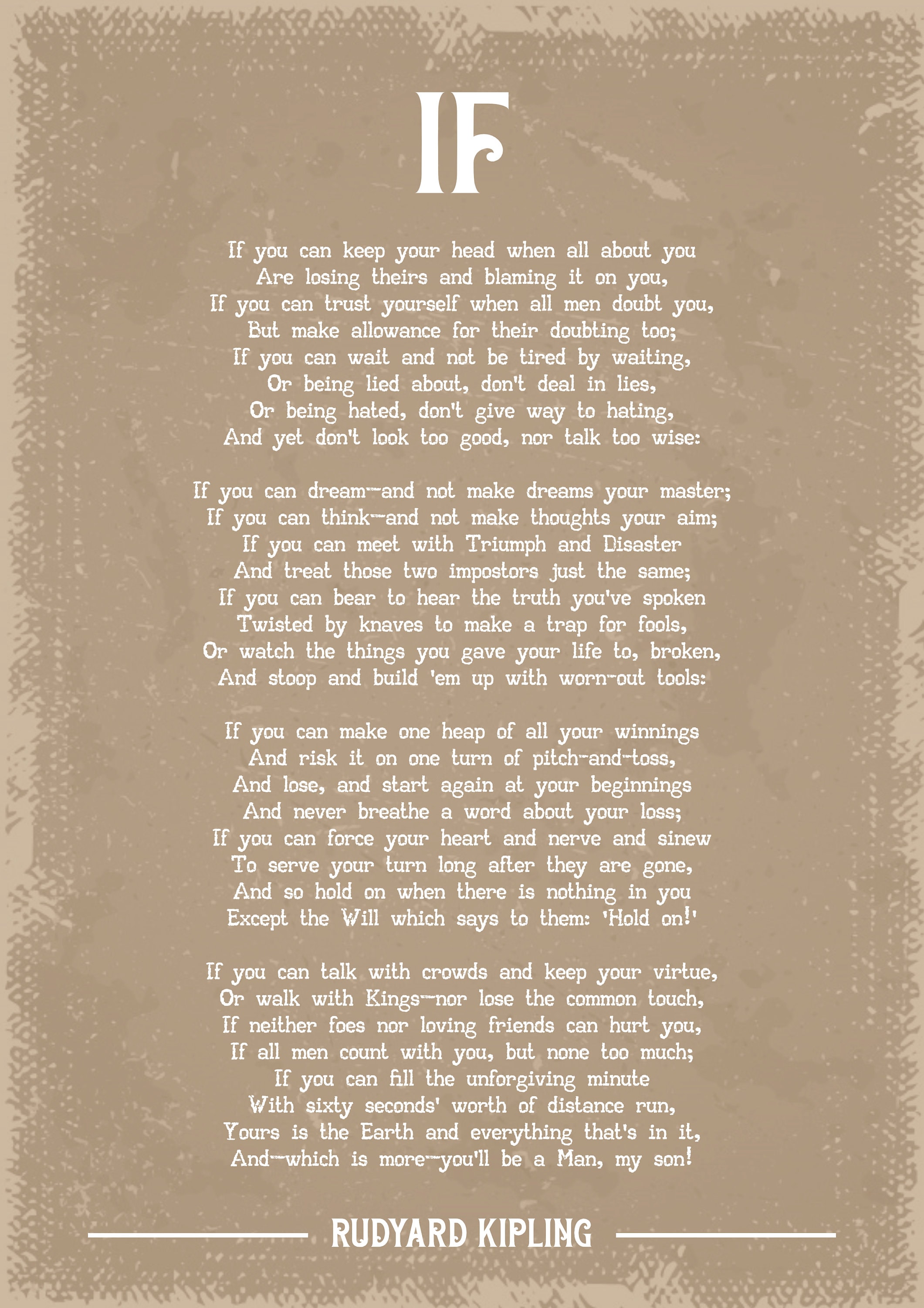 Rudyard Kipling If Poem Art Print - Etsy UK