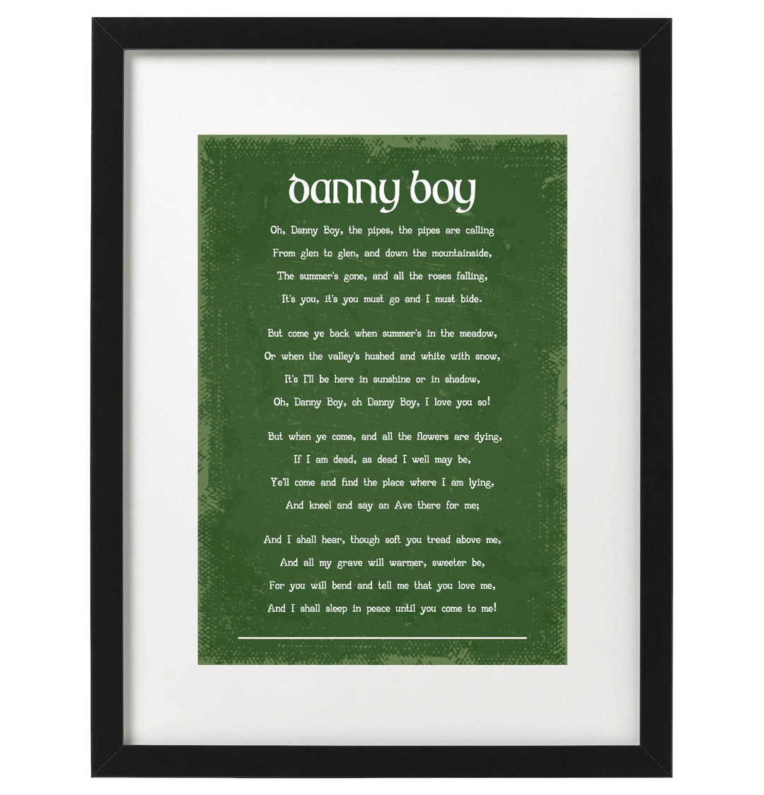 Danny Boy Traditional Irish Song Art Print - Etsy