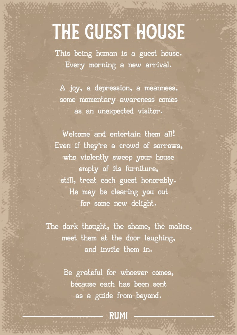 Rumi the Guest House Poem Art Print - Etsy UK