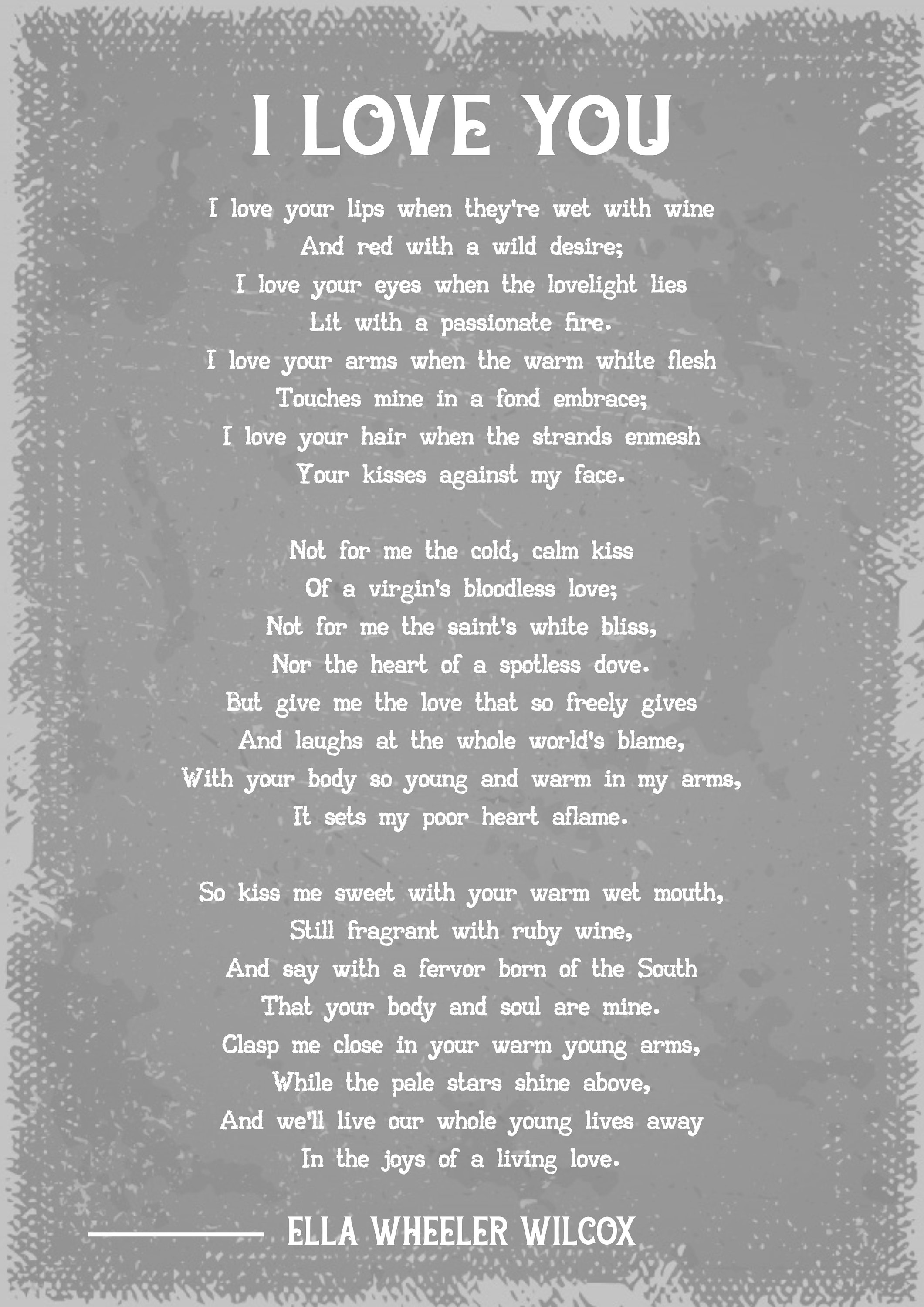 Ella Wheeler Wilcox I Love You Poem Art Print - Etsy