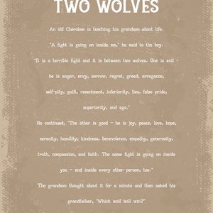 The Tale of Two Wolves Art Print Native American Art Print - Etsy UK