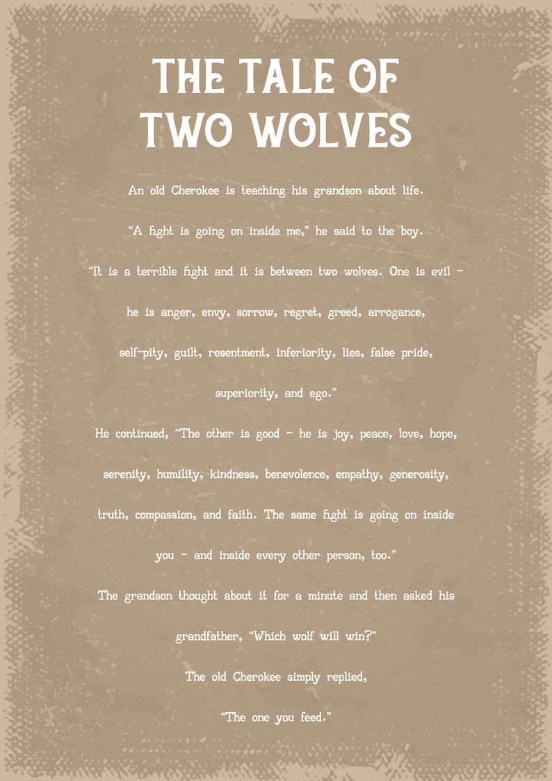 The Tale of Two Wolves Art Print Native American Art Print - Etsy UK