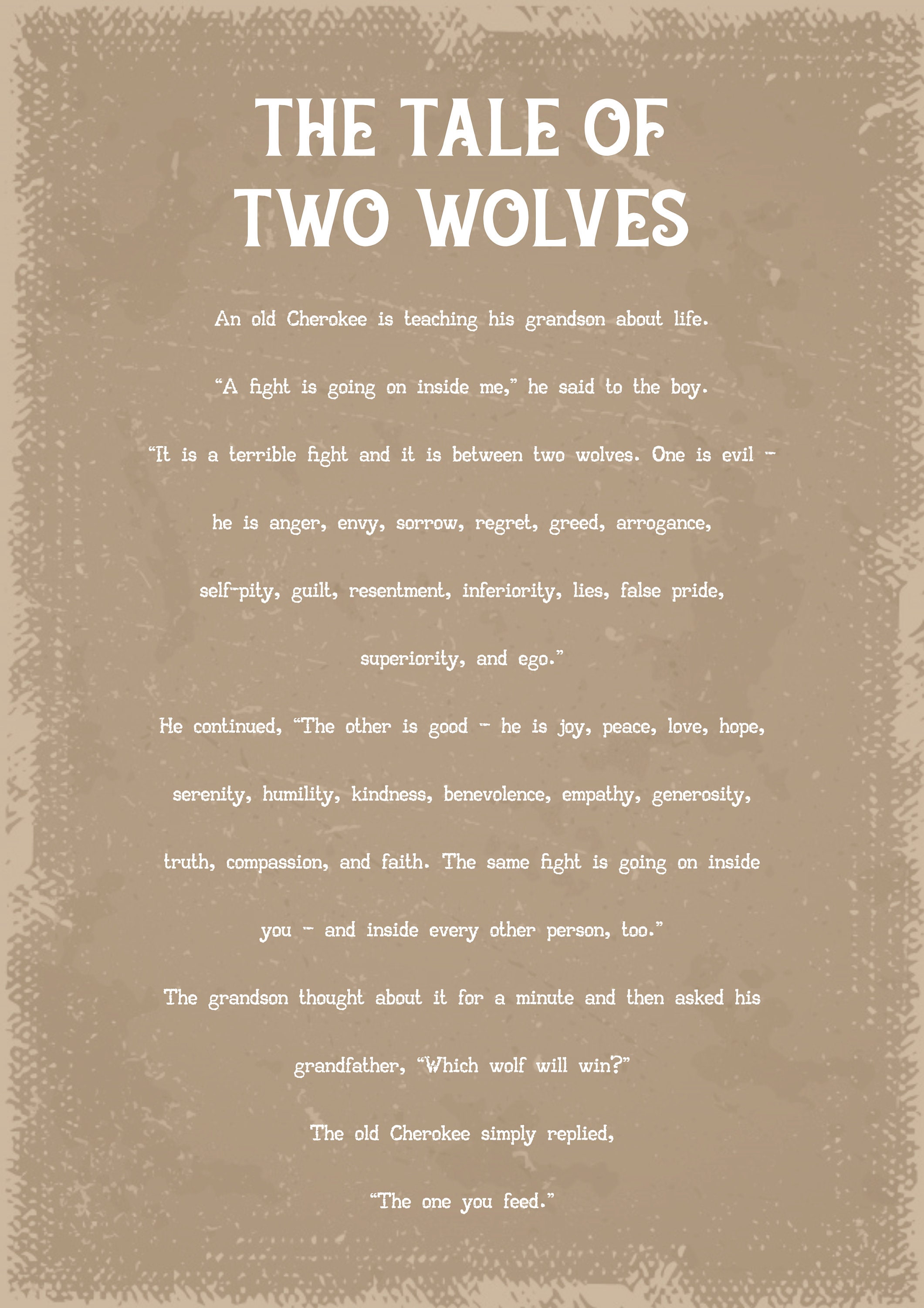 The Tale of Two Wolves Art Print Native American Art Print - Etsy UK