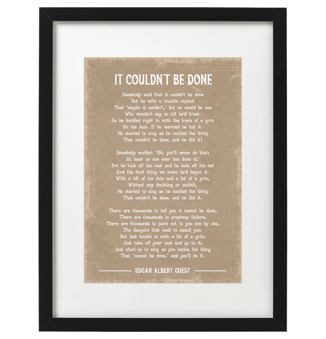 Edgar Albert Guest It Couldn't Be Done Art Print - Etsy