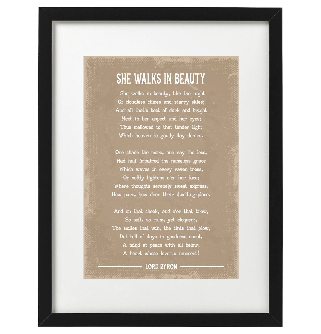 Lord Byron She Walks in Beauty Poem Art Print - Etsy UK