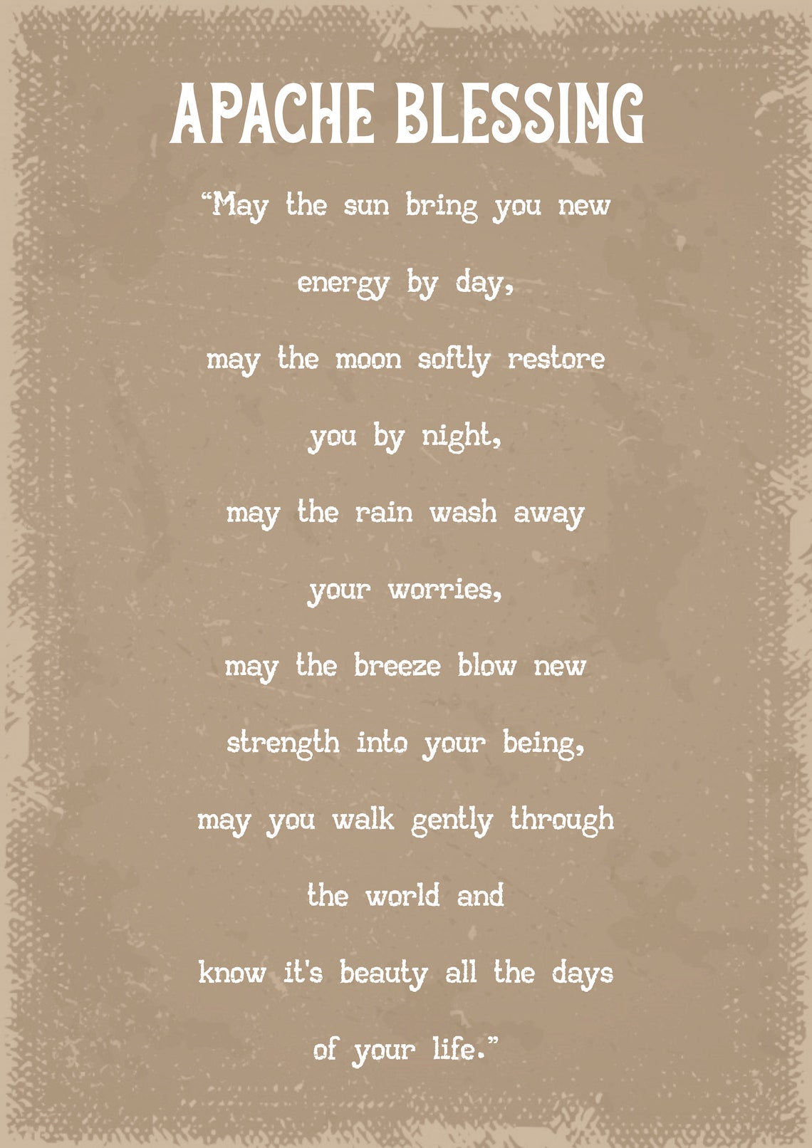 Apache Blessing Native American Poem Art Print - Etsy UK