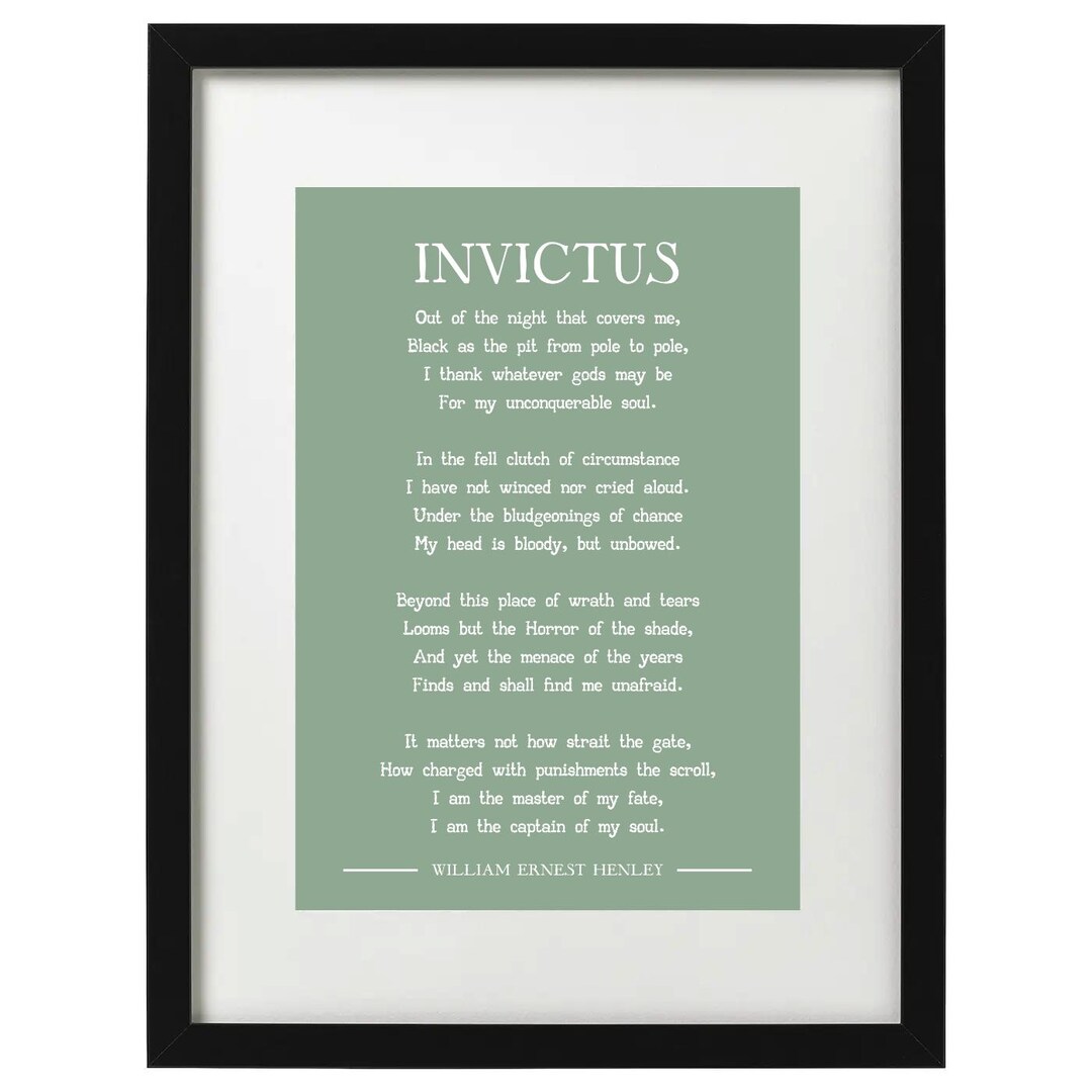 William Ernest Henley Invictus Poem Art Print - Etsy