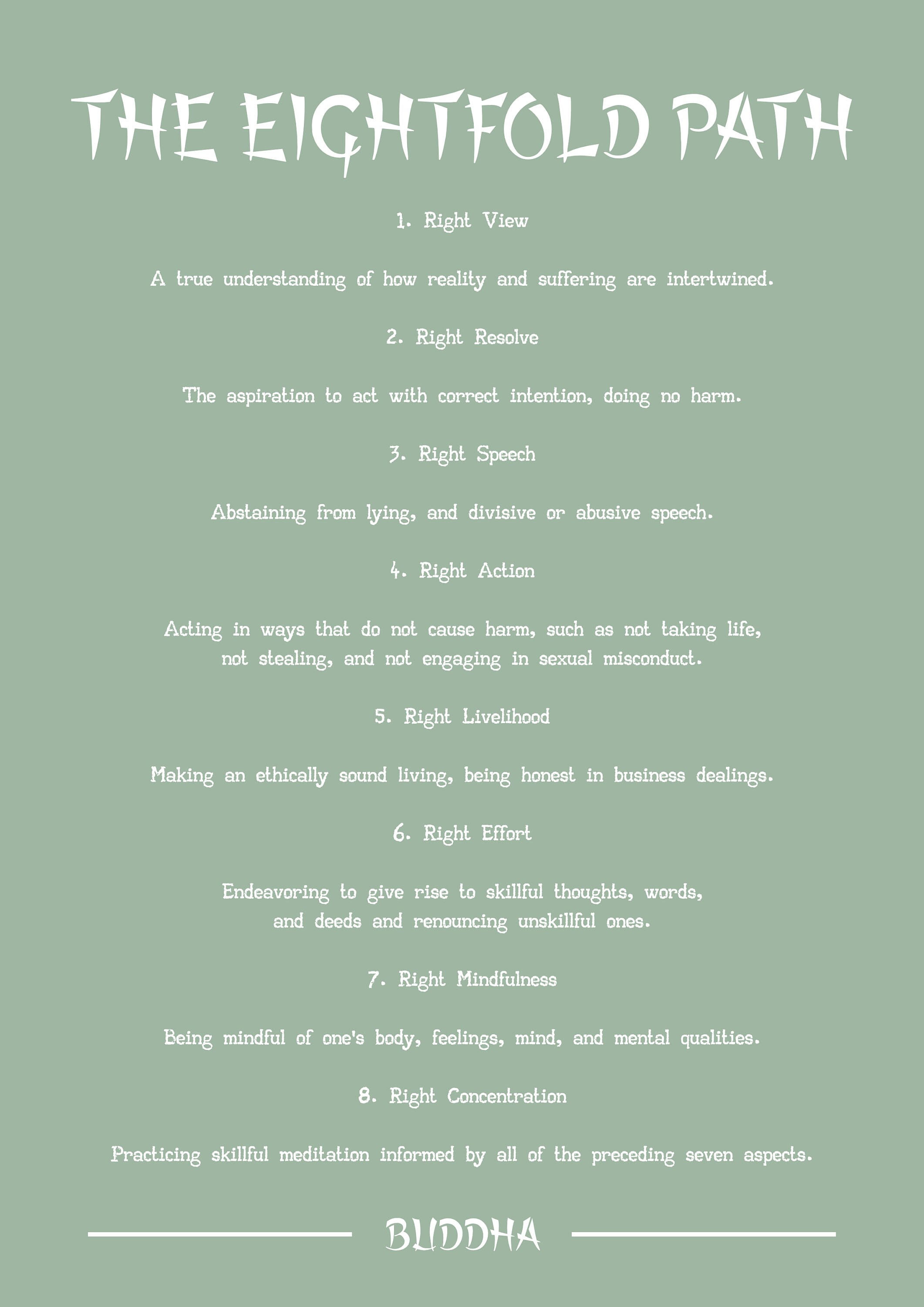Buddhism the Eightfold Path Buddha Art Print - Etsy