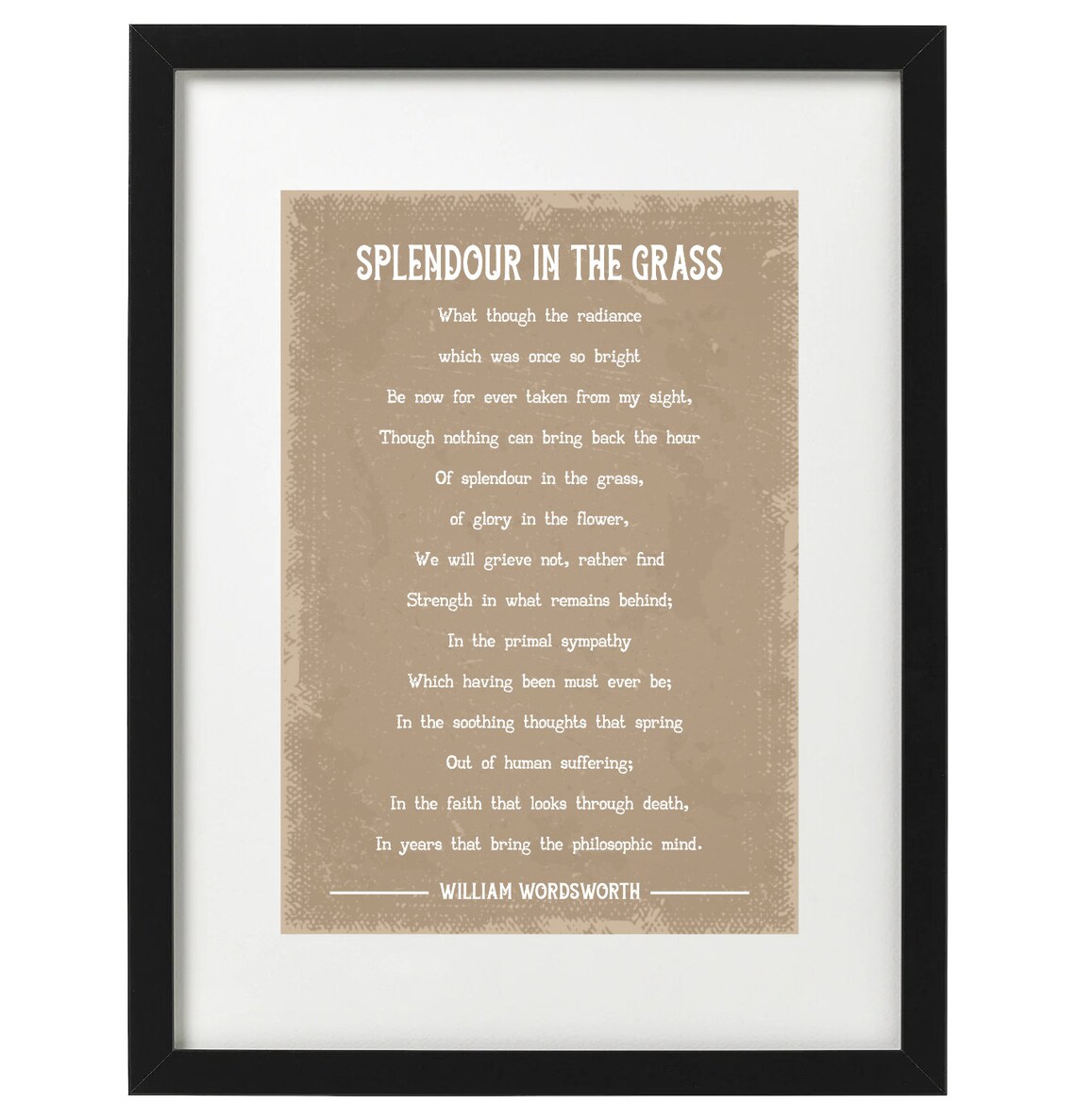 William Wordsworth Splendour in the Grass Poem Art Print - Etsy UK