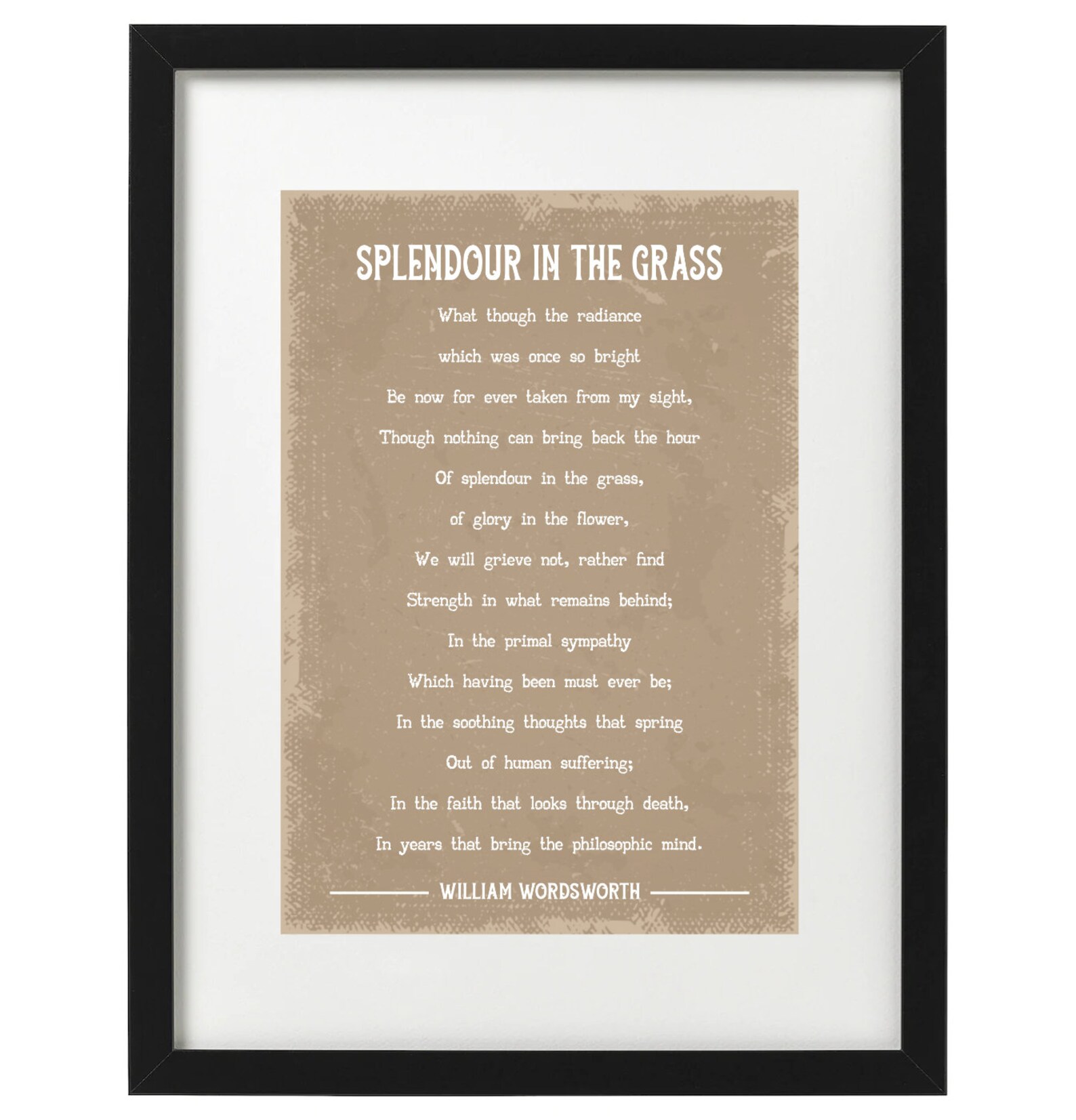 William Wordsworth Splendour in the Grass Poem Art Print - Etsy