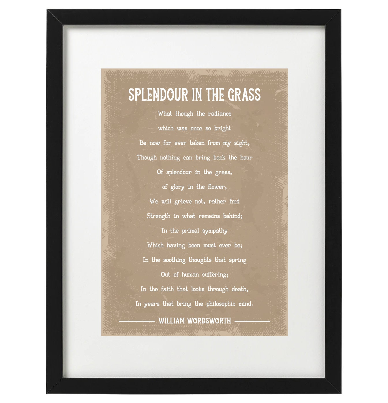 William Wordsworth Splendour in the Grass Poem Art Print - Etsy UK