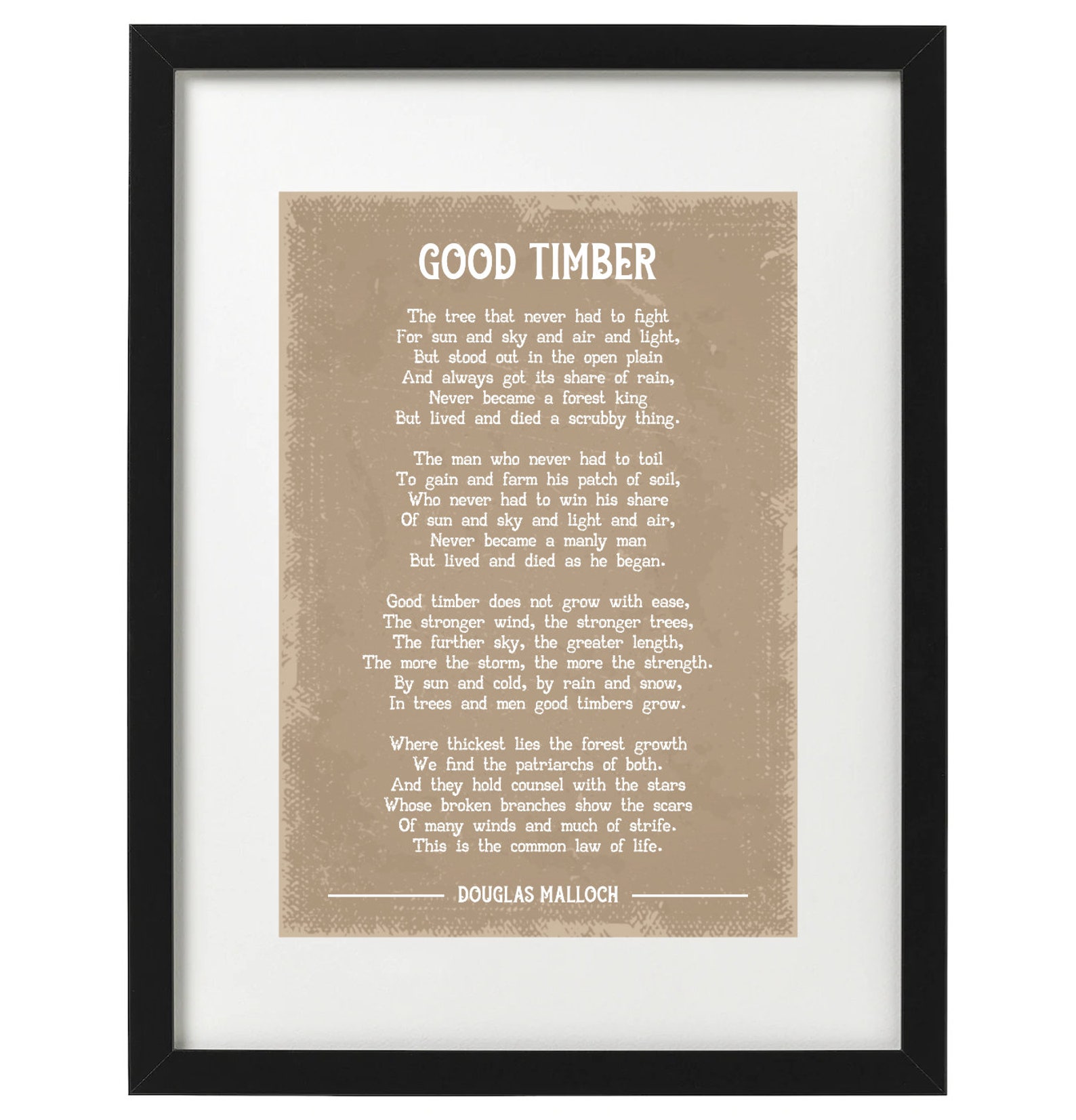 Douglas Malloch Good Timber Poem Art Print - Etsy
