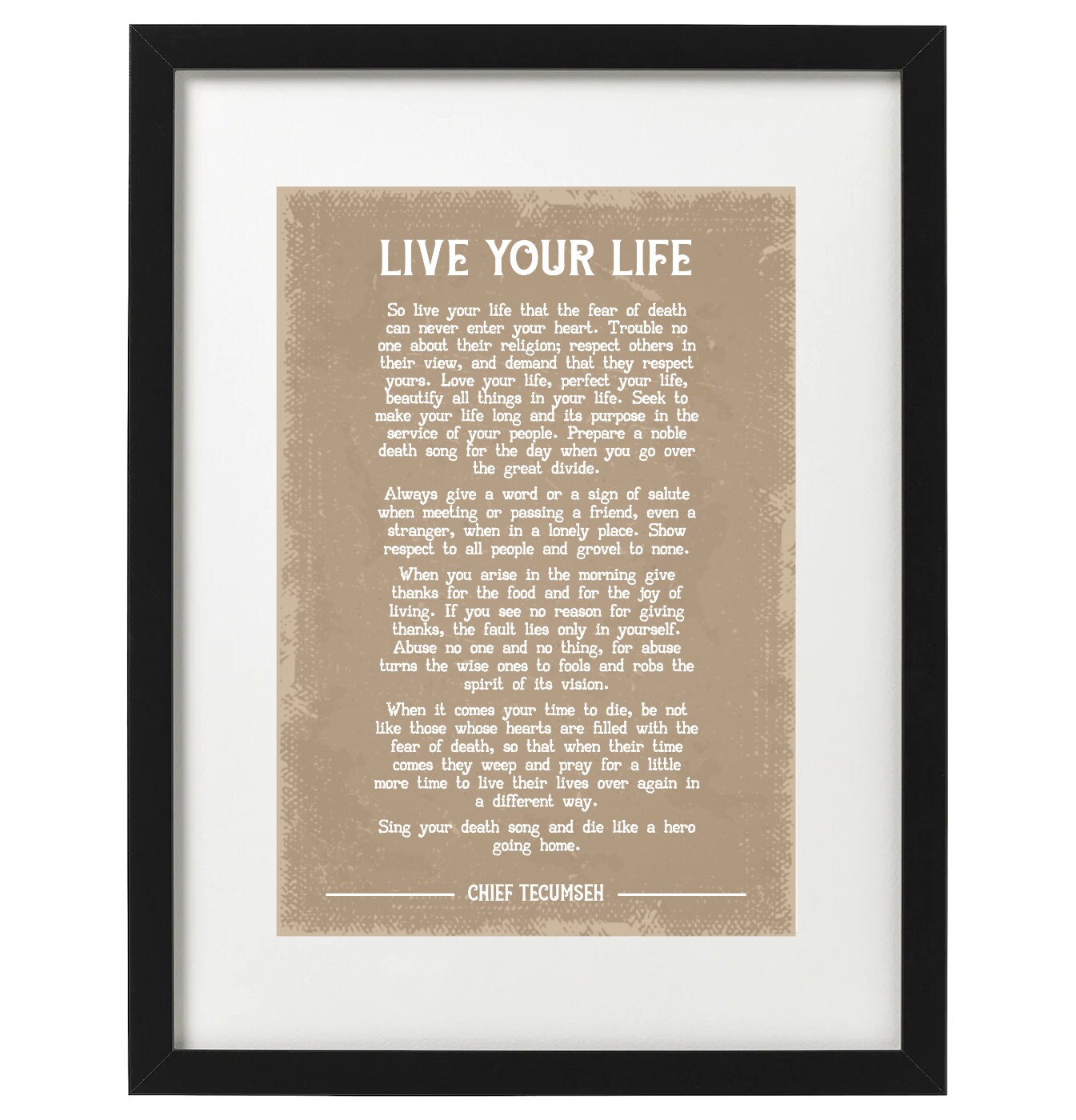 Chief Tecumseh Live Your Life Art Print - Etsy UK