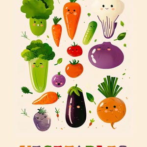 Happy Vegetables Art Print - Etsy