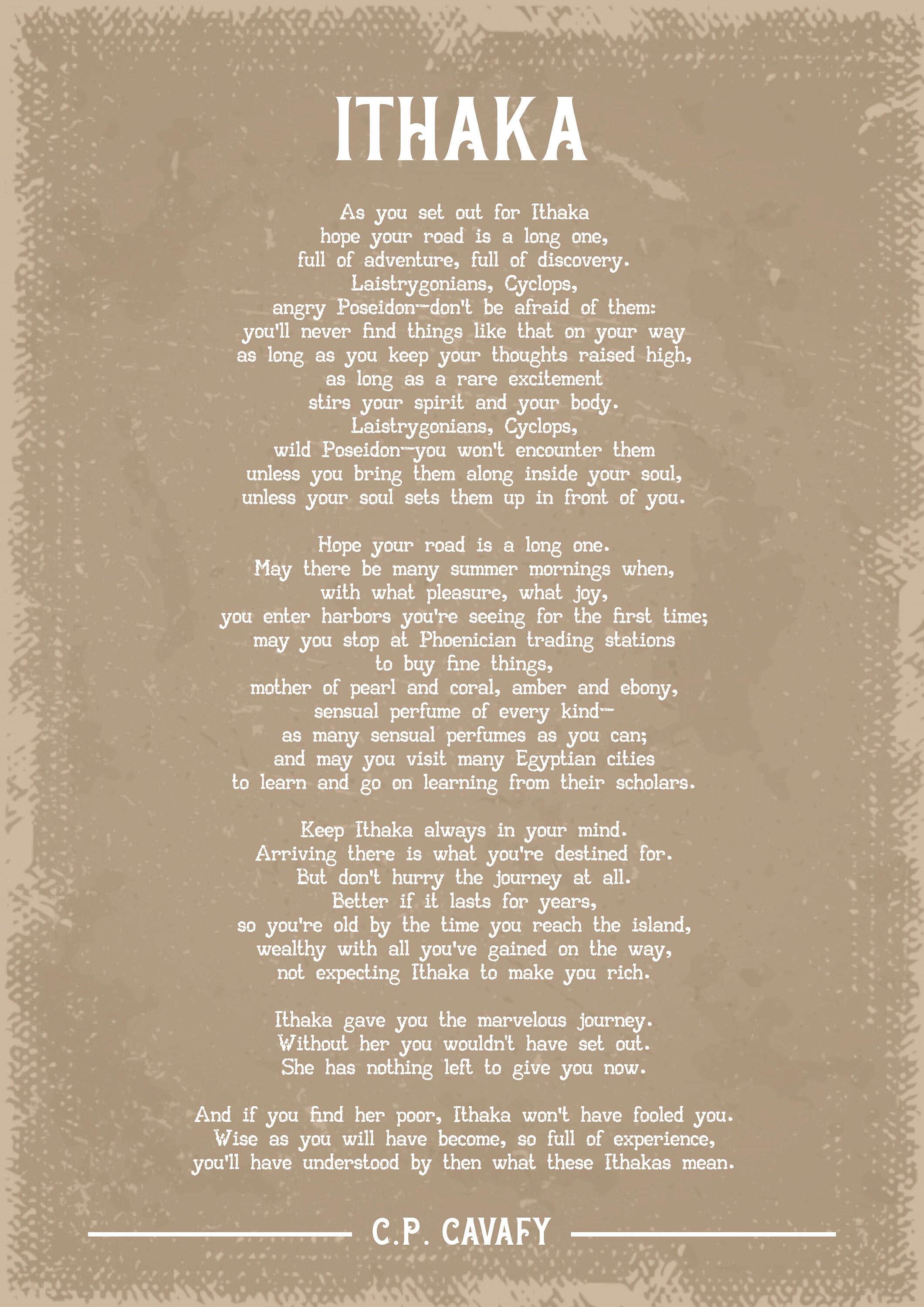 C.P. Cavafy Ithaka gedicht kunst print - Etsy Nederland