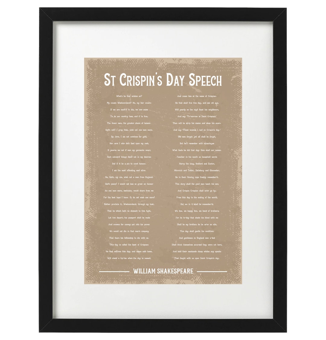 William Shakespeare the St. Crispins Day Speech From Henry V - Etsy