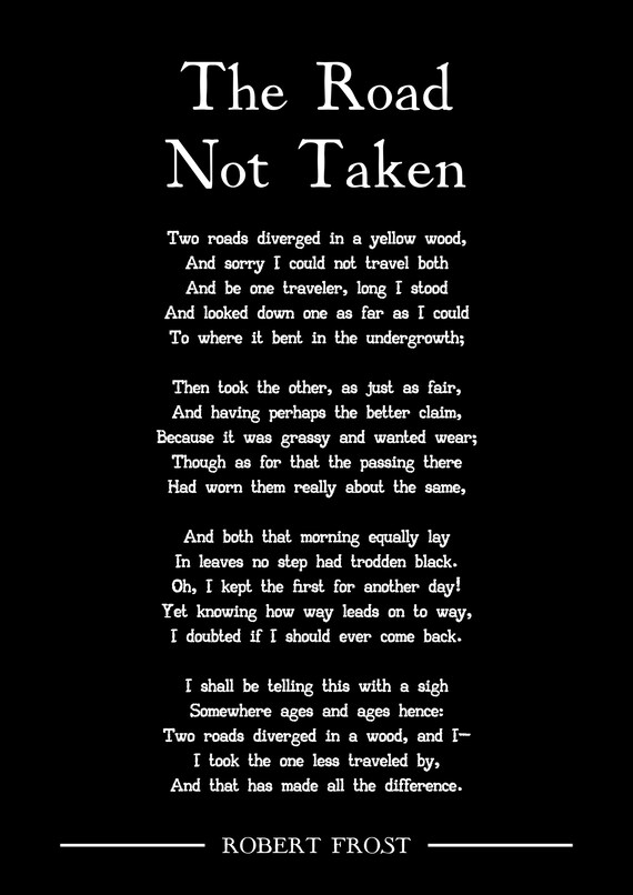 Printable Poem The Road Not Taken By Robert Frost Etsy