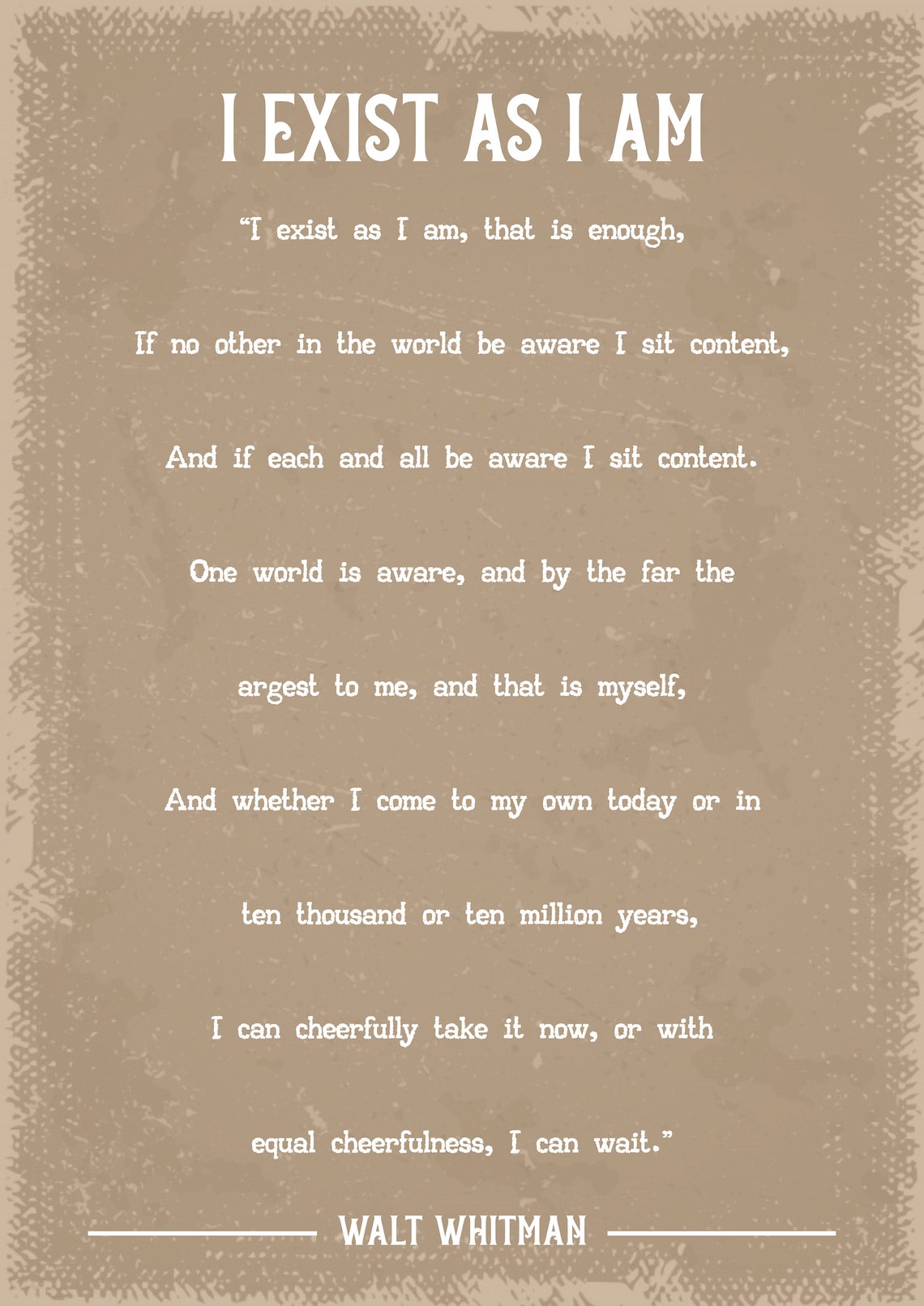 Walt Whitman I Exist as I Am Quote Art Print - Etsy Canada