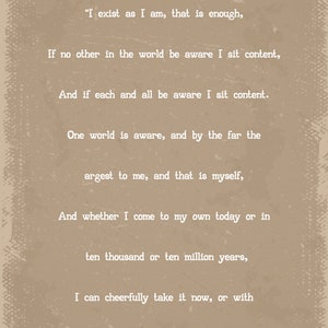 Walt Whitman I Exist as I Am Quote Art Print - Etsy Canada