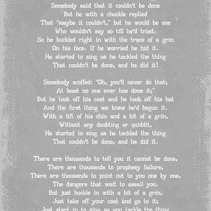 Edgar Albert Guest It Couldn't Be Done Poem Art Print - Etsy