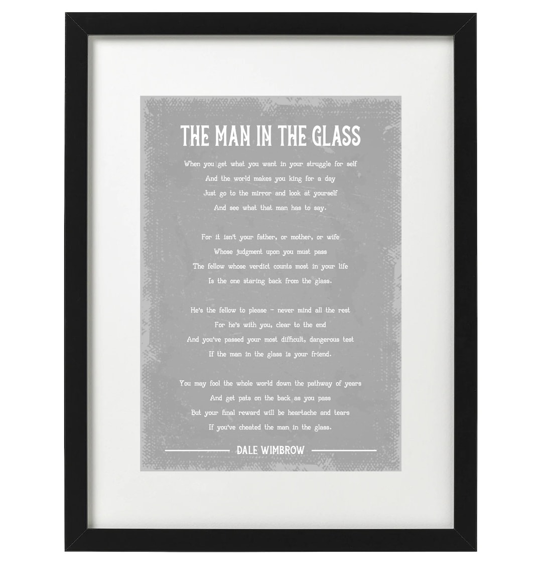 Dale Wimbrow the Man in the Glass Poem Art Print - Etsy