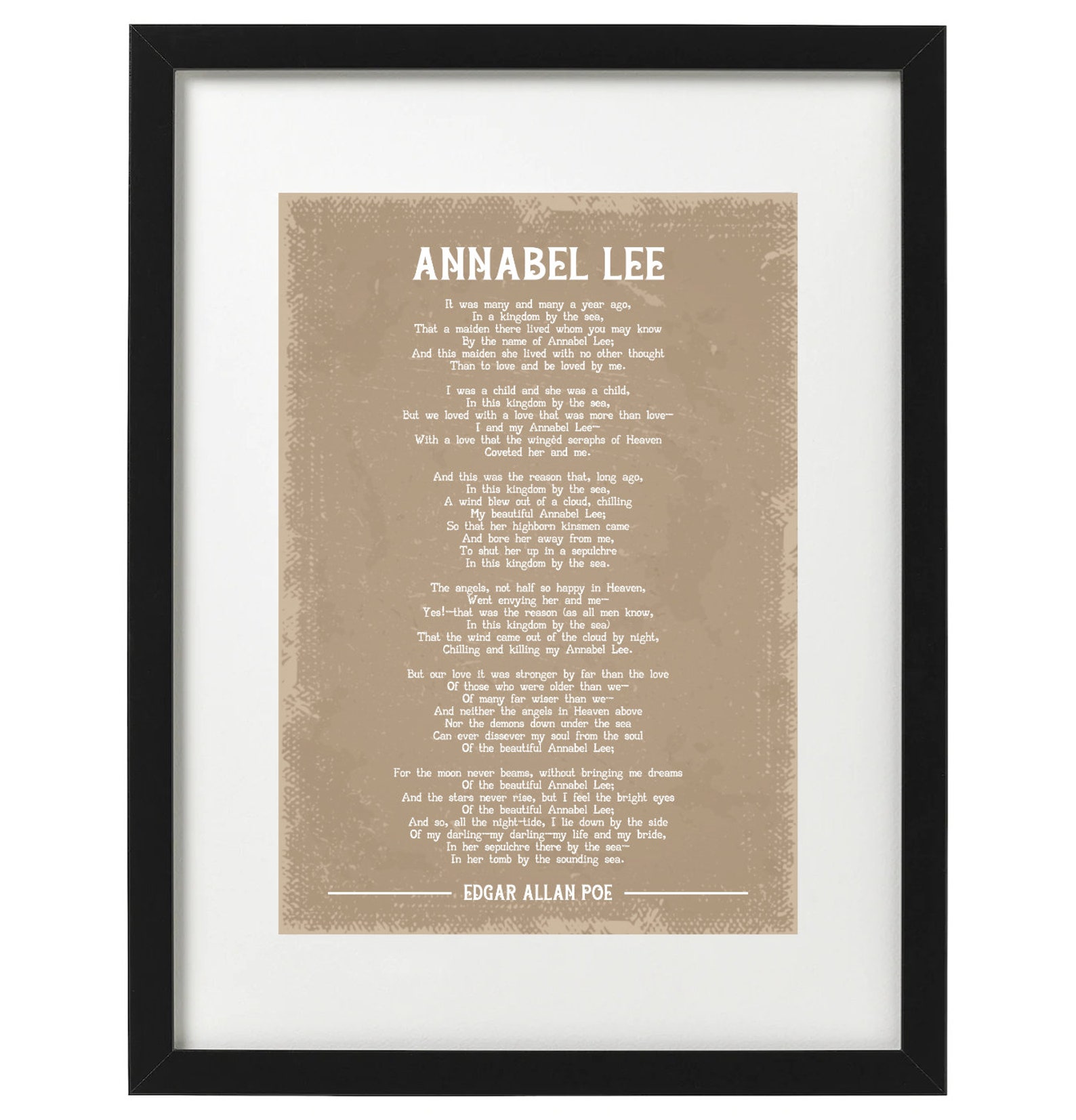 Edgar Allan Poe Annabel Lee Poem Art Print - Etsy UK