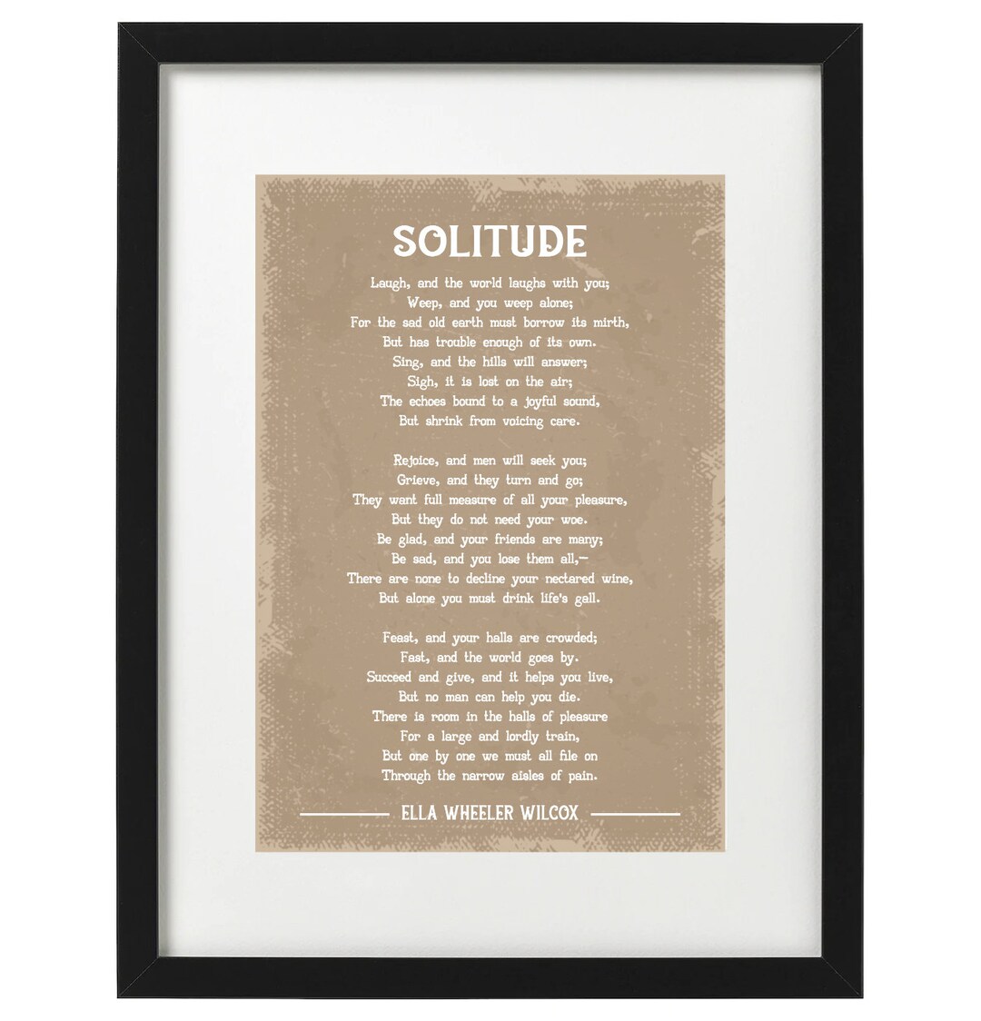 Ella Wheeler Wilcox Solitude Poem Art Print - Etsy