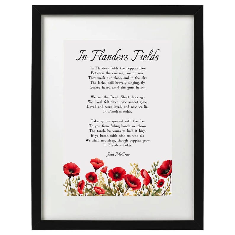 John Mccrae in Flanders Fields Poem Art Print - Etsy