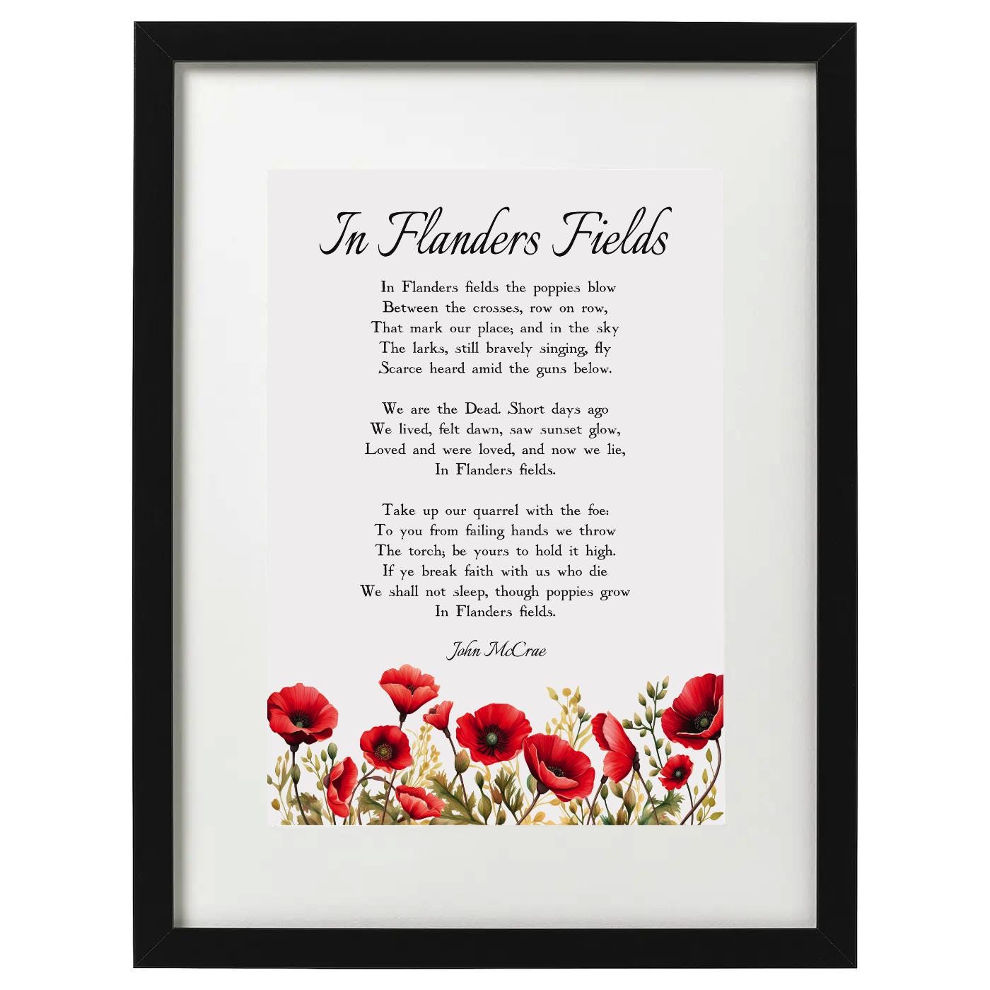 John Mccrae in Flanders Fields Poem Art Print - Etsy