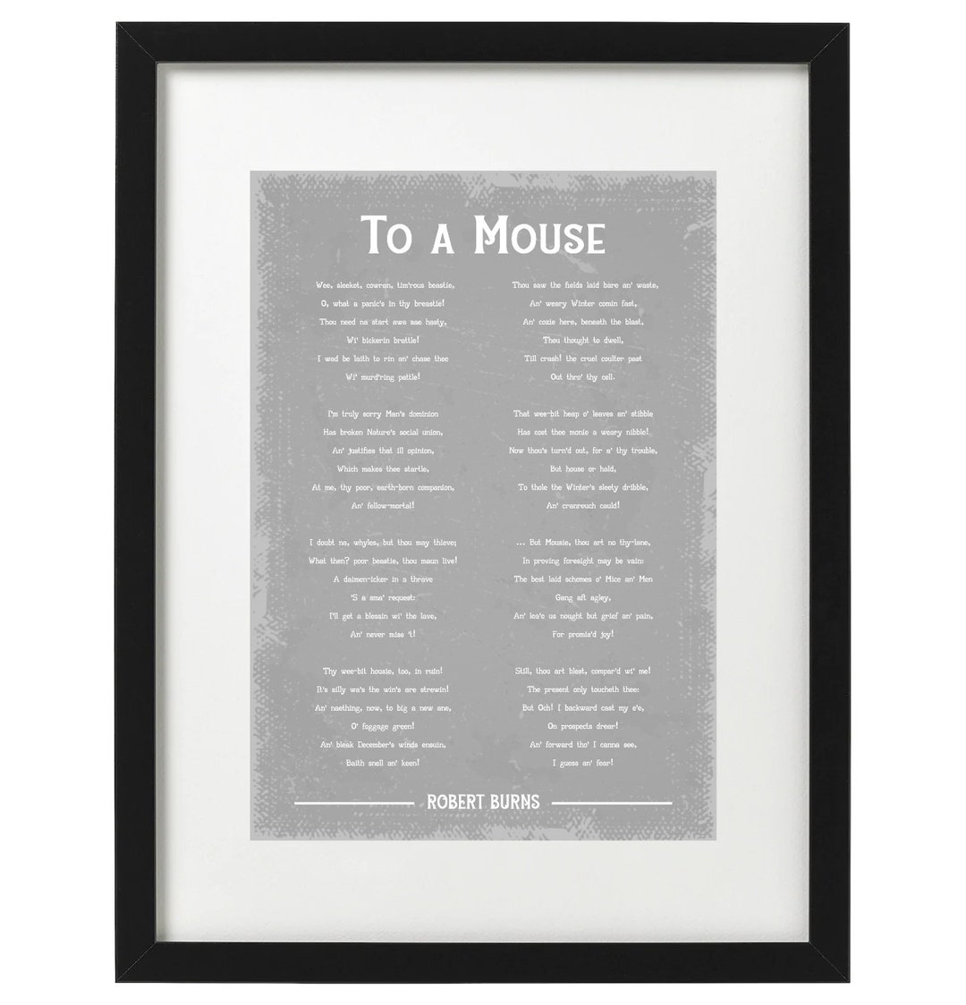 Robert Burns to a Mouse Poem Art Print - Etsy