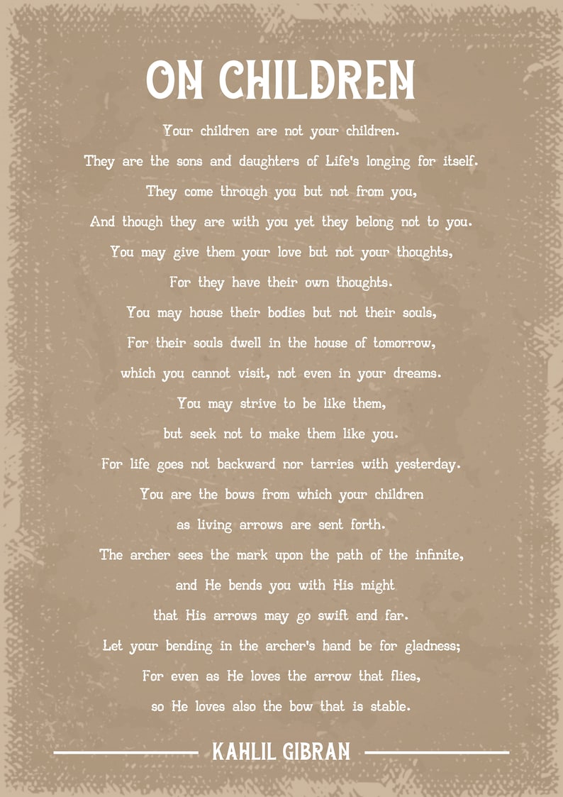 Kahlil Gibran on Children Poem Art Print - Etsy