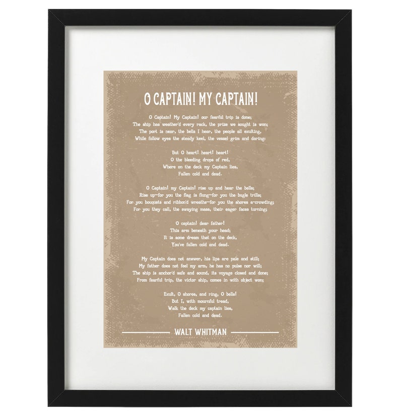 Walt Whitman O Captain My Captain Poem Art Print - Etsy UK