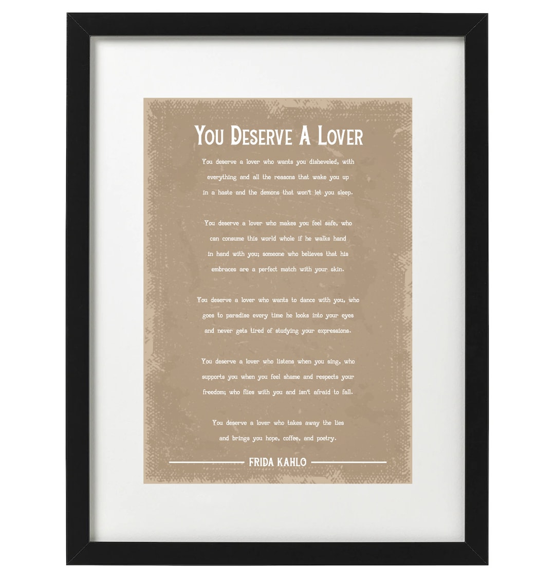 Frida Kahlo You Deserve a Lover Poem Art Print - Etsy