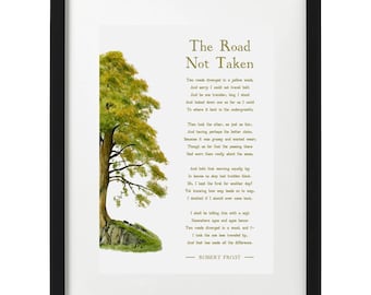 The Road Not Taken Poem by Robert Frost Digital Print Printable Gift Idea for Her Him Minimalist ...