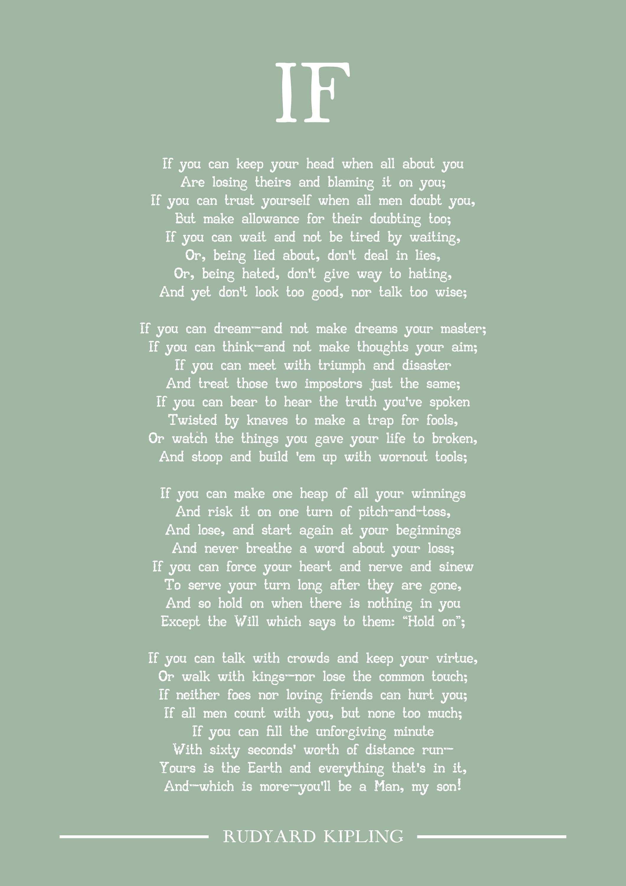 Rudyard Kipling If Poem Art Print - Etsy