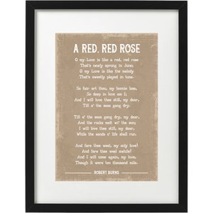 Robert Burns A Red Red Rose Poem Art Print - Etsy