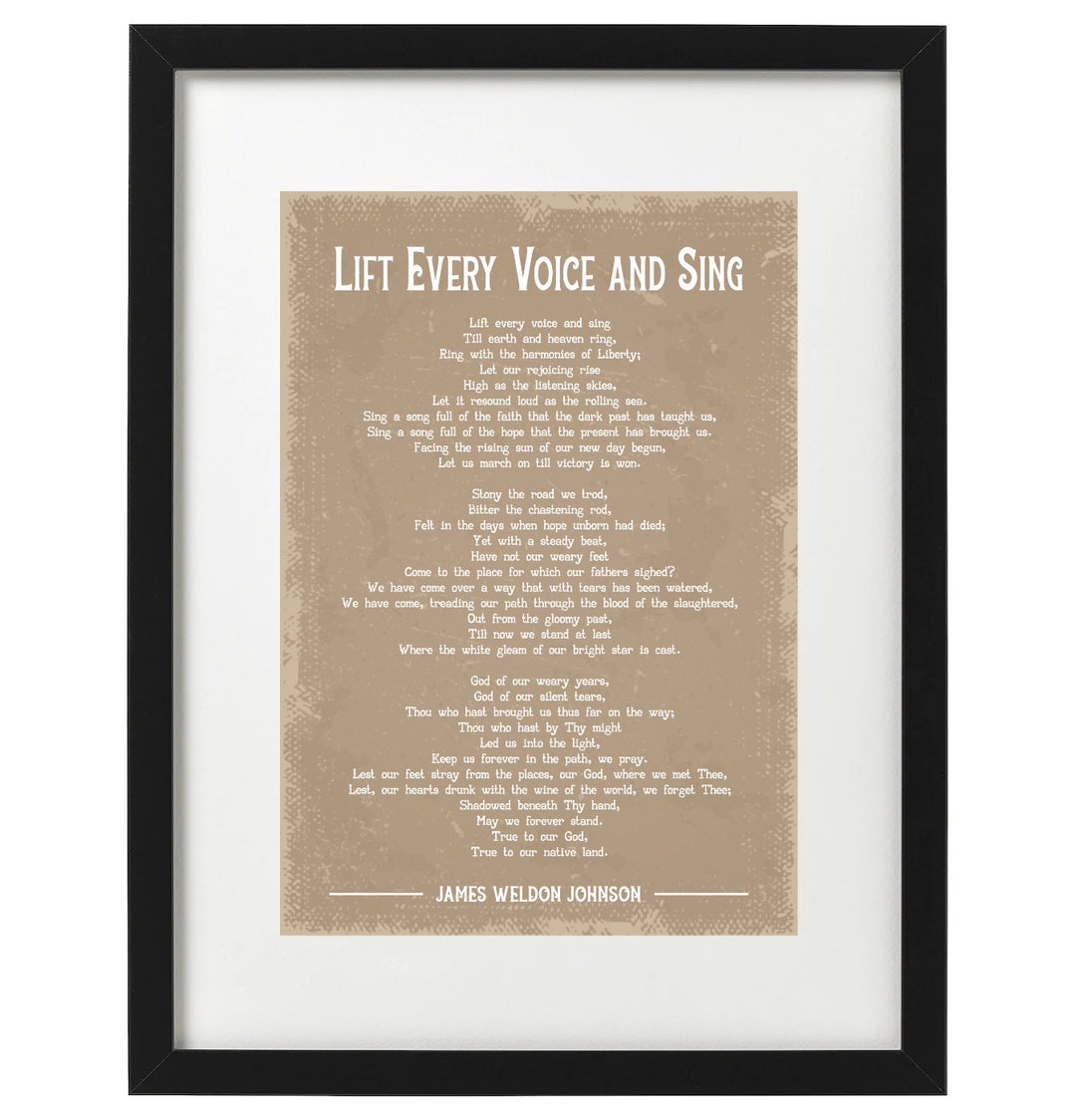 James Weldon Johnson Lift Every Voice and Sing Poem Art Print - Etsy