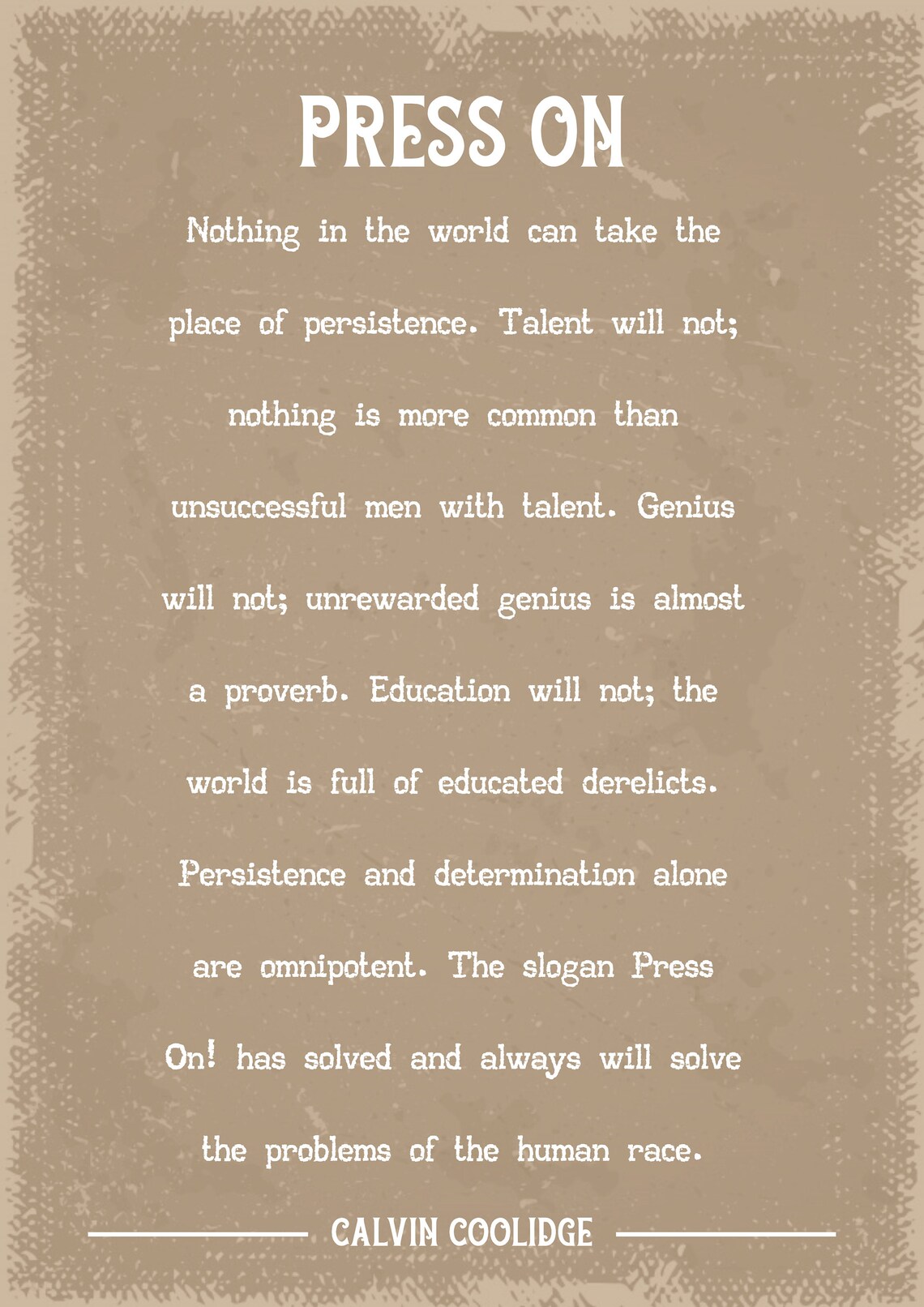 Calvin Coolidge Press on Quote Art Print - Etsy