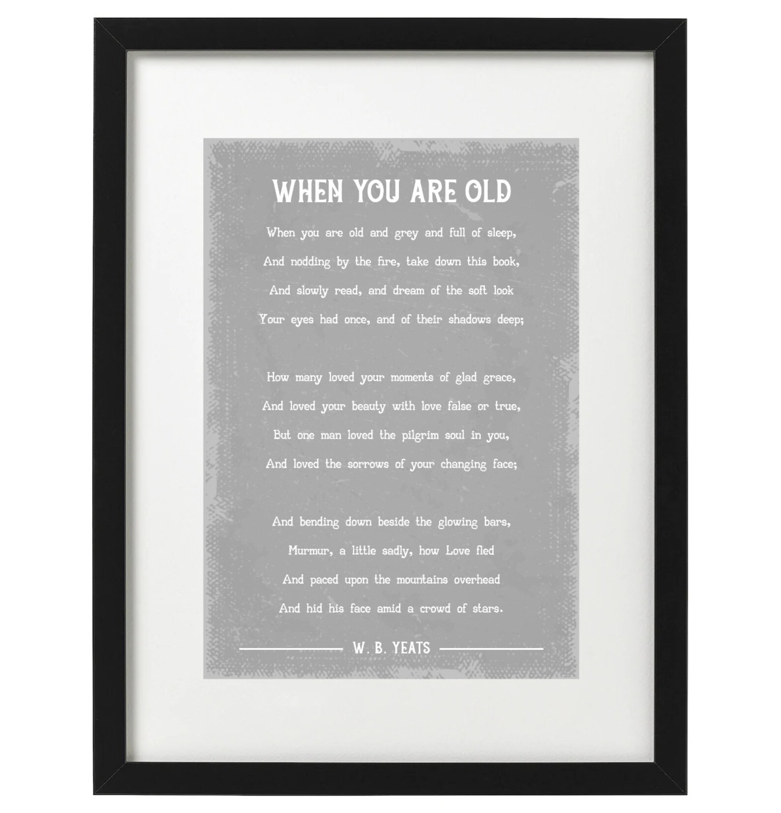 W.B. Yeats When You Are Old Poem Art Print - Etsy