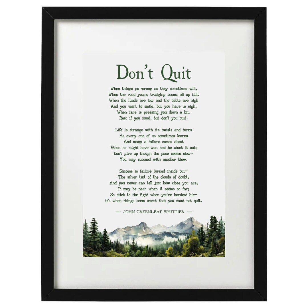 John Greenleaf Whittier Don't Quit Poem Art Print - Etsy
