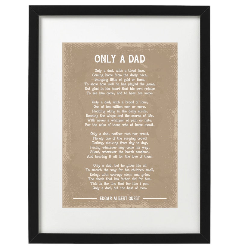 Edgar Albert Guest Only a Dad Poem Art Print - Etsy UK
