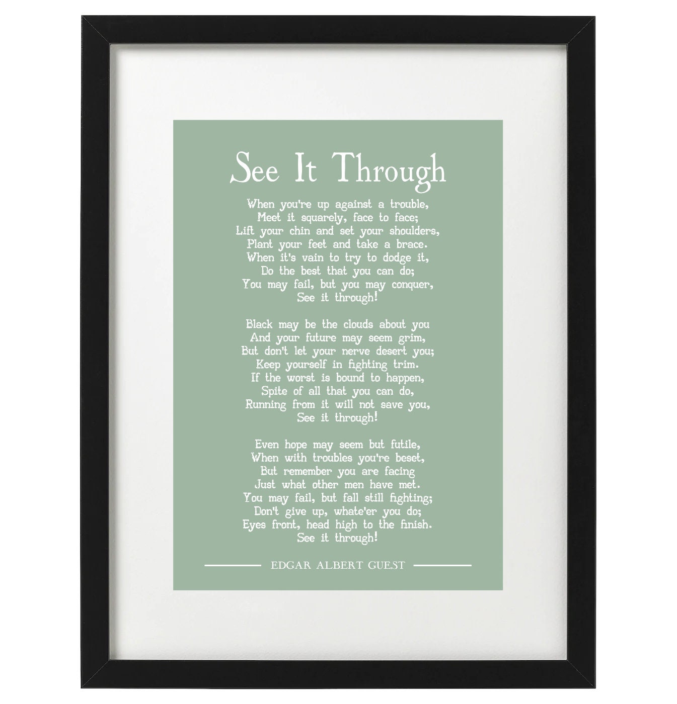 Edgar Albert Guest See It Through Poem - Etsy