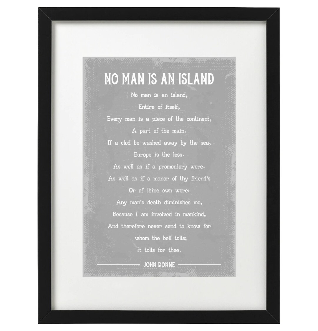 John Donne No Man is an Island Poem Art Print - Etsy UK
