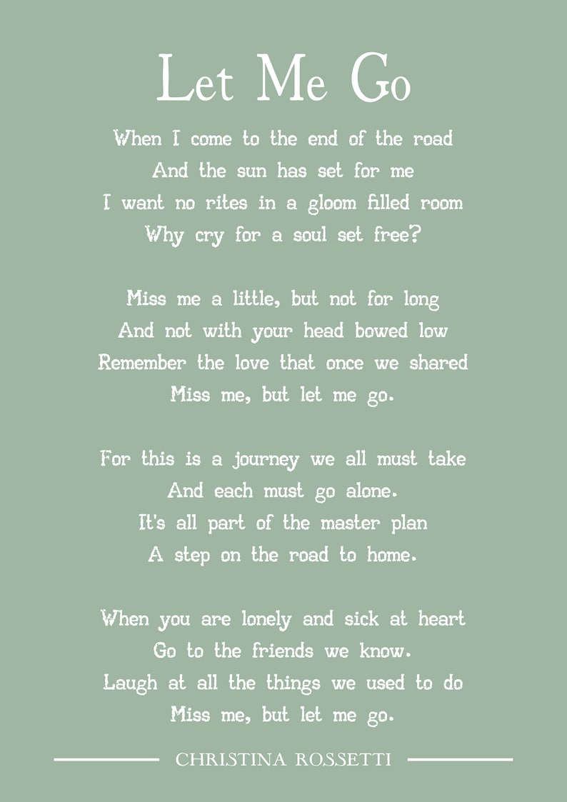Christina Rossetti Let Me Go Funeral / Bereavement Poem Art Print - Etsy