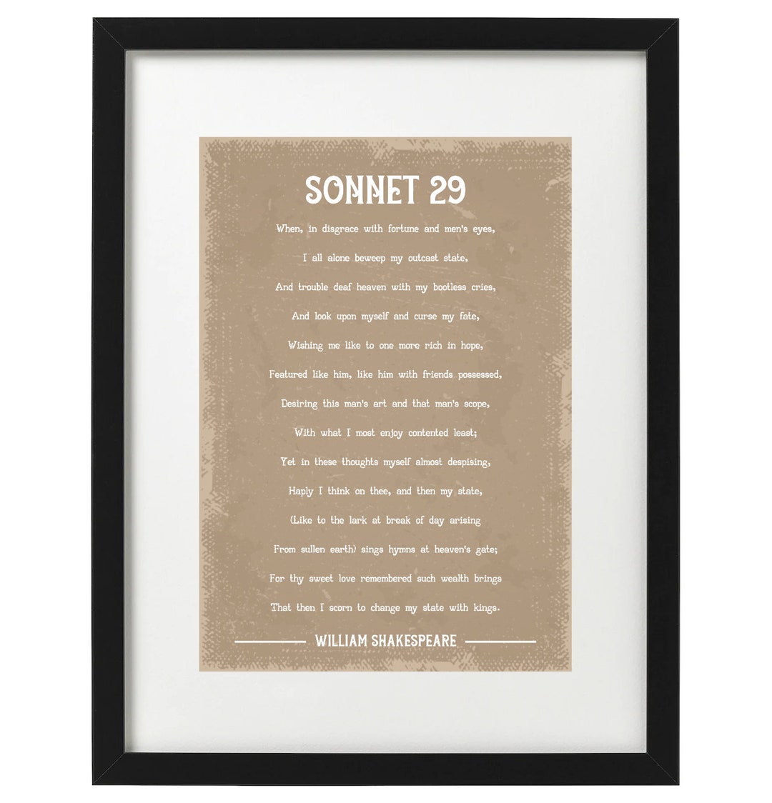William Shakespeare Sonnet 29 Poem Art Print - Etsy UK