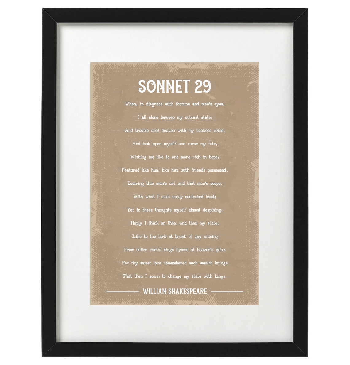 William Shakespeare Sonnet 29 Poem Art Print - Etsy UK